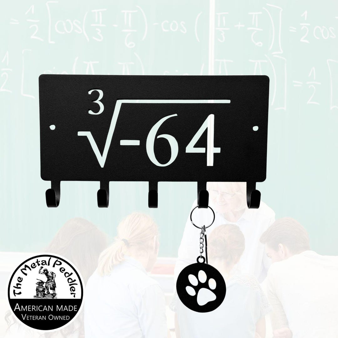 Math Teacher Key Holder – Geeky Cube Root Design, 6-inch With 5 Hooks ...