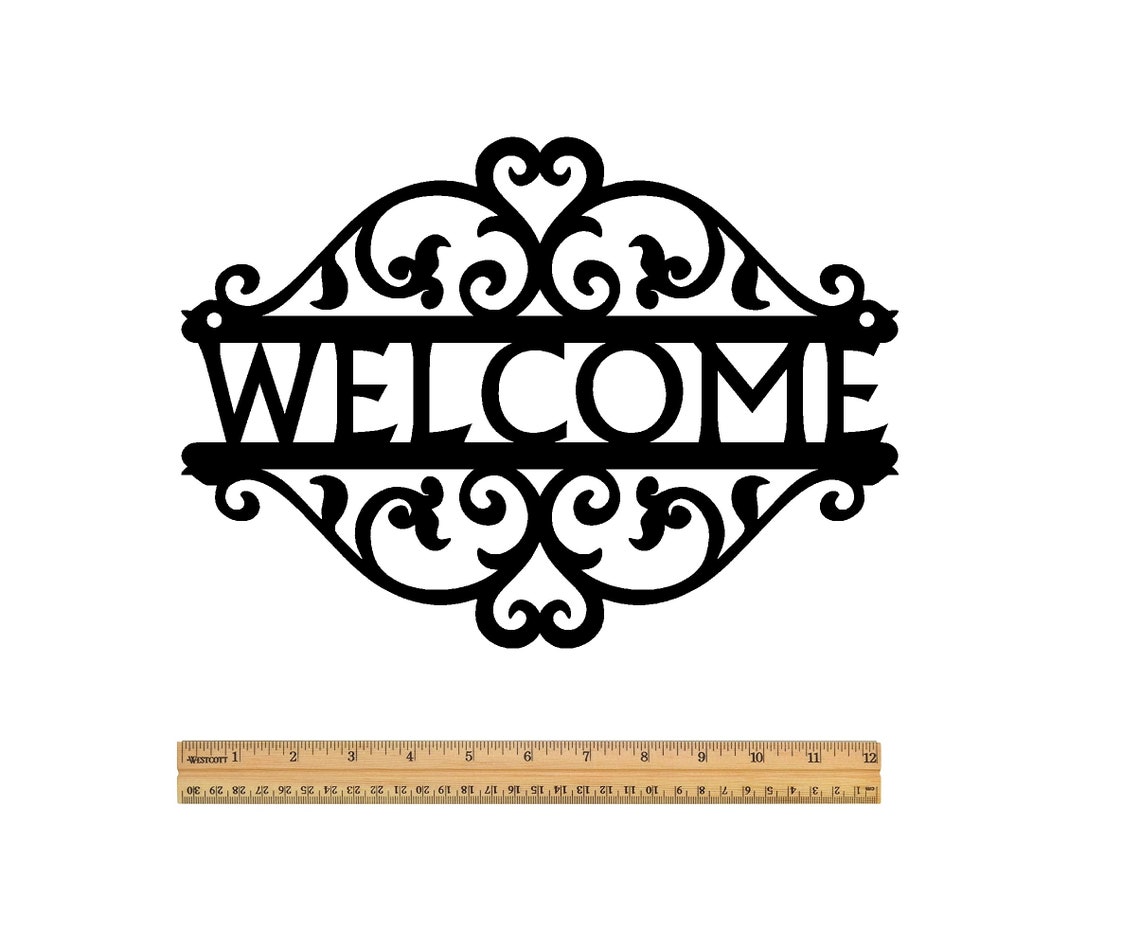 Vine Scroll WELCOME Sign 2 Wall Mounted Metal Art Cut Out | Etsy