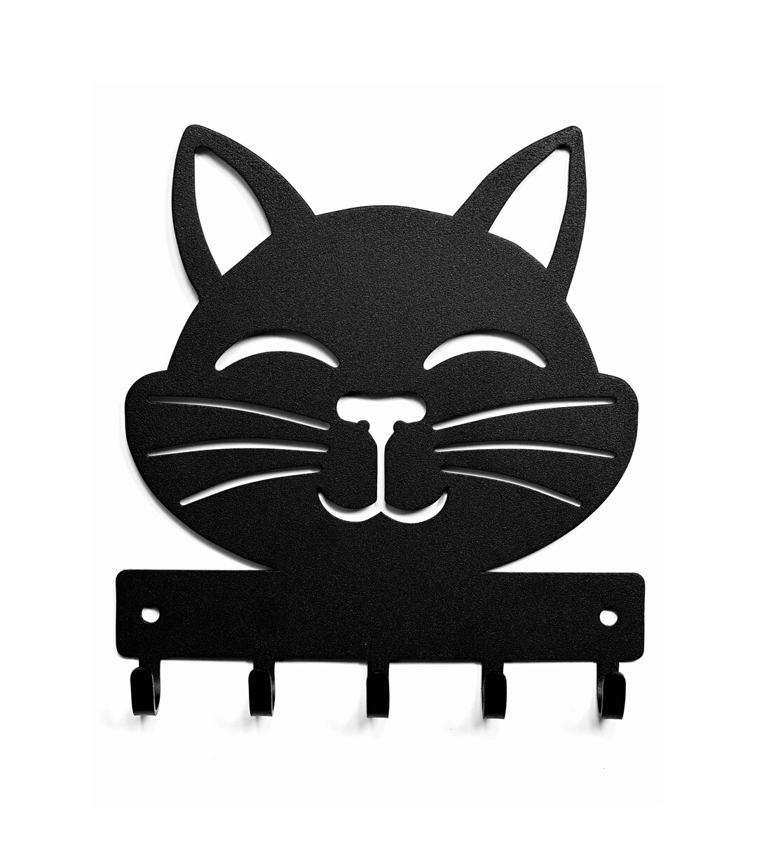 Cheery Smiling Cat Key Rack/ Hooks -small 6 Inch Wide - Made in USA - Etsy