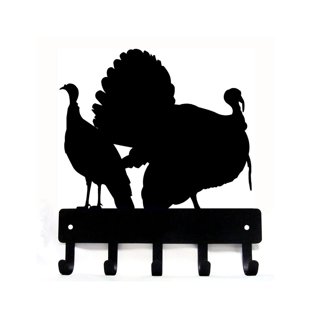 Turkey Fowl (SM) Wildlife Key Rack/ Leash Hanger/ Hooks - 6 Inch Wide ...