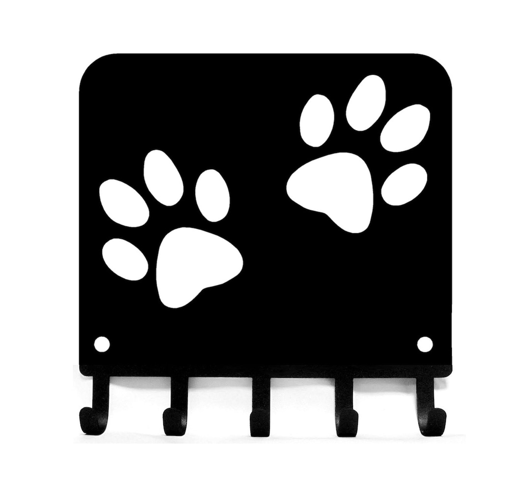 Dog Paw Print (sm) Key Rack Hanger/ Leash Hooks - Metal - 6 Inches Wide ...