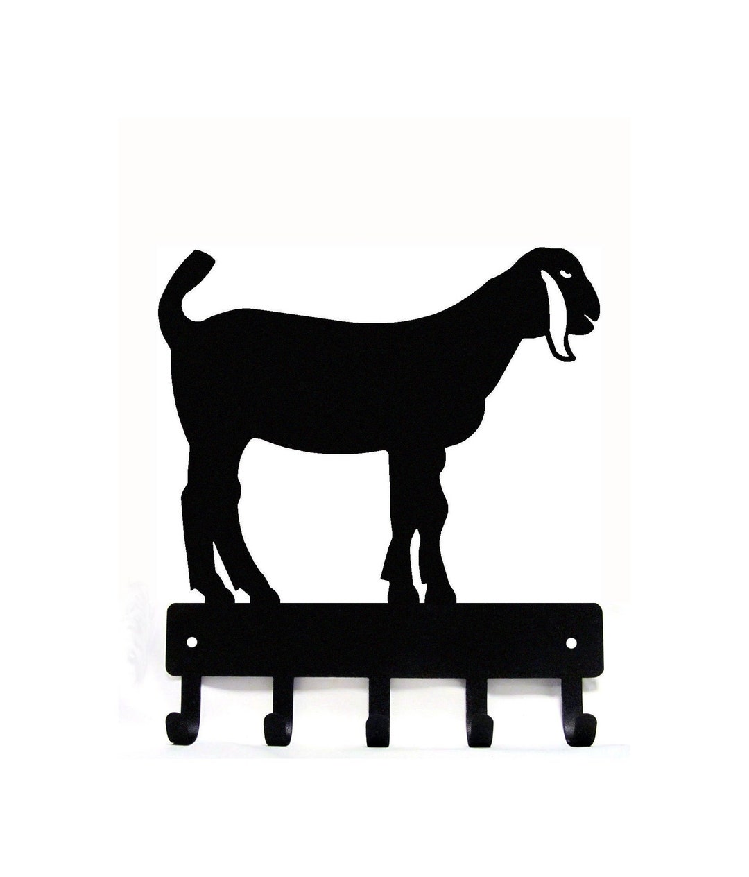 Nubian Goat Key Rack: Metal Leash Hanger, Farmhouse Decor, 6-inch Wide ...