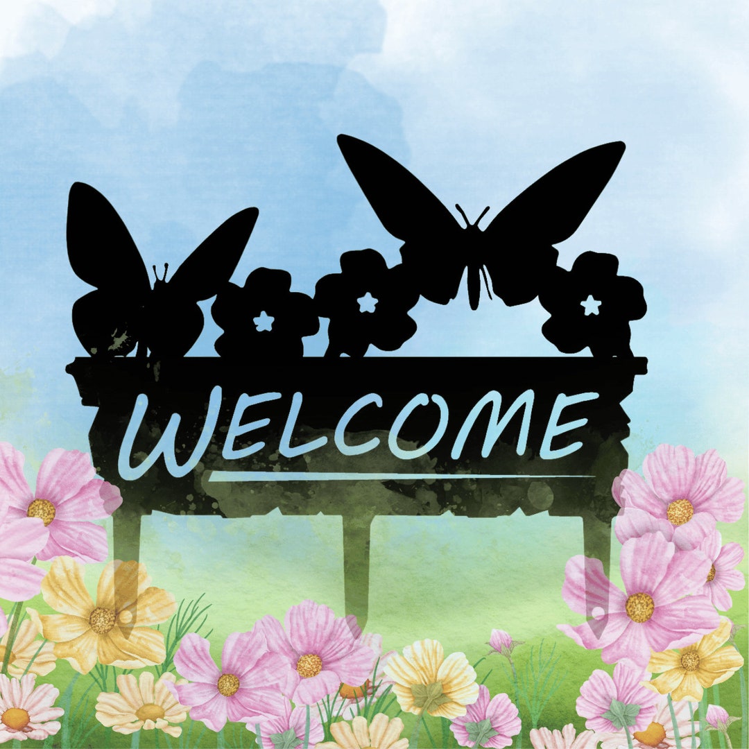 Butterfly Welcome Yard Sign With 3 Stakes for the Garden | Made in the ...