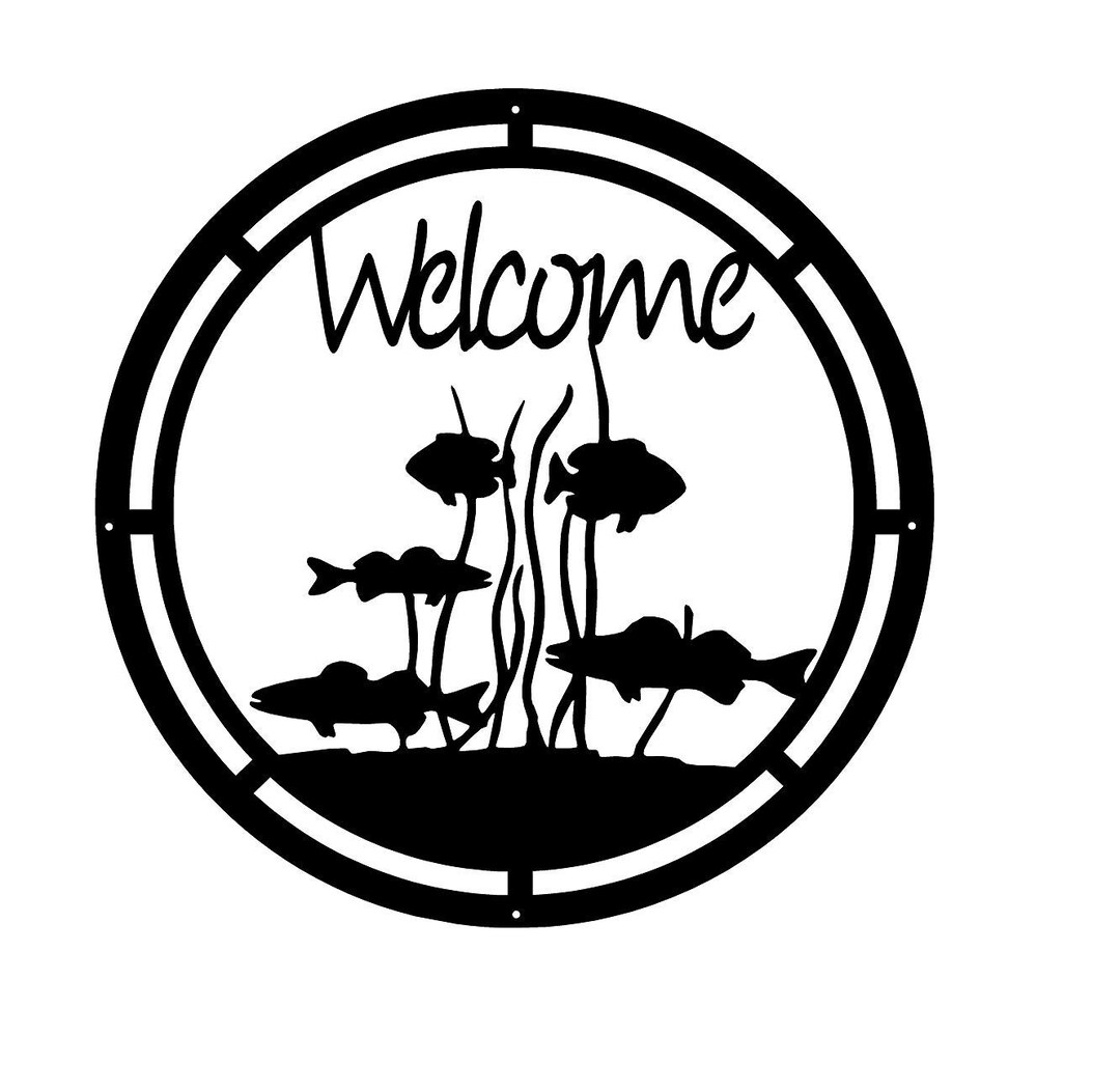 Fish Welcome Sign - Metal -12 Inches Round - Made USA - Etsy