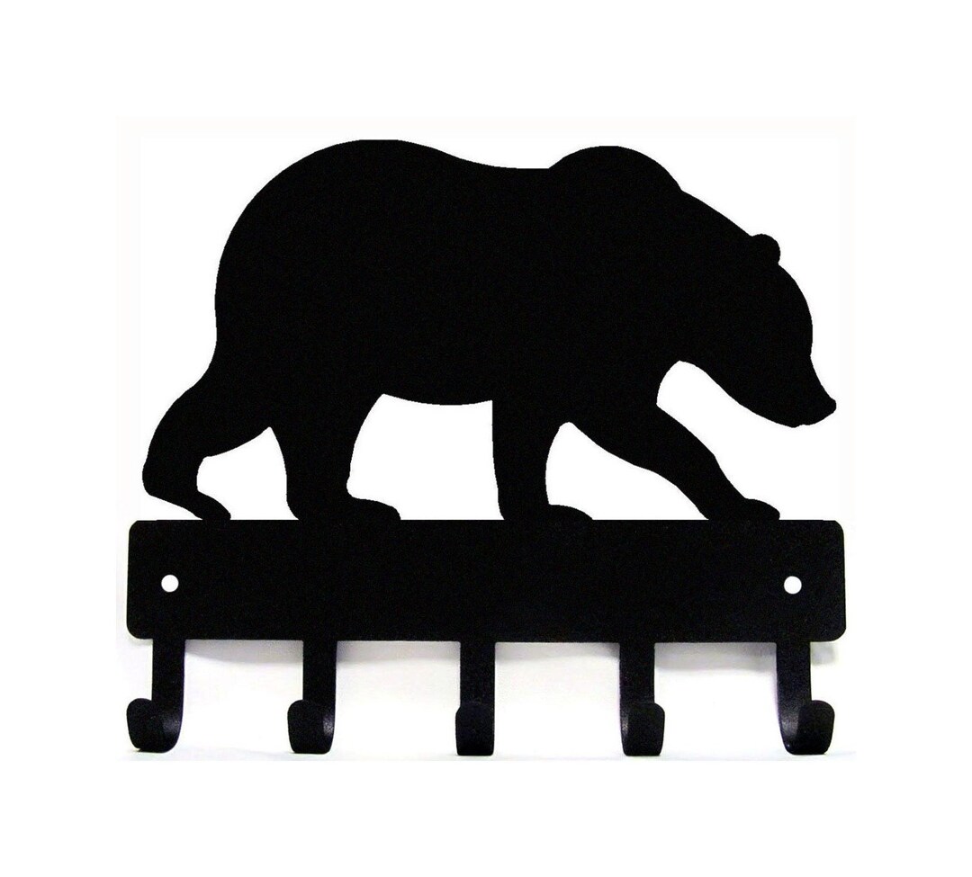 Bear Walking #2 (lg) Wildlife Leash Hanger/ Key Rack -9 Inch Wide - - Etsy