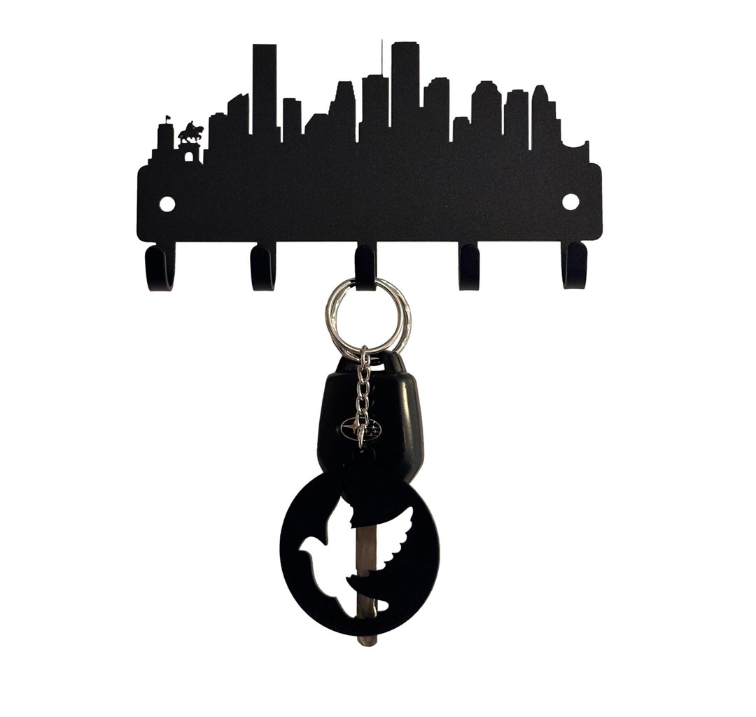 Houston Texas Skyline Key Holder: Laser Cut Metal Wall Mount - Etsy