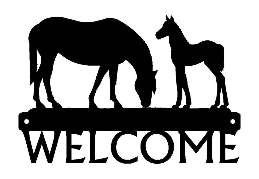 Horse and Foal -farm Welcome Sign - Metal -12 Inches Wide, Option to ...