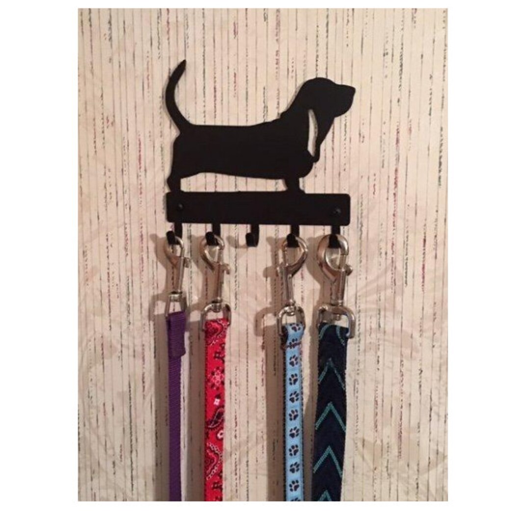 Basset Hound (sm) Dog Leash Hanger/ Key Rack With 5 Hooks -small 6 Inch ...