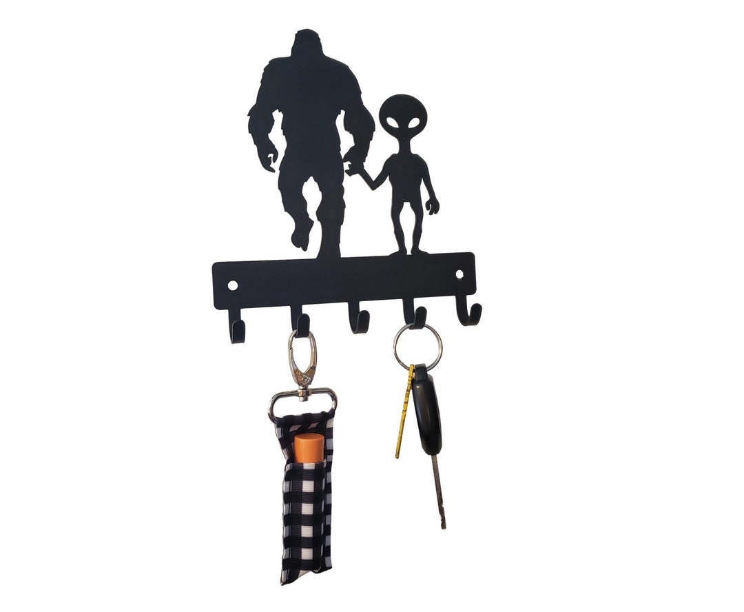 Alien & Bigfoot Key Rack (SM) - 6 Inch Wide - Sasquatch Key Holder ...