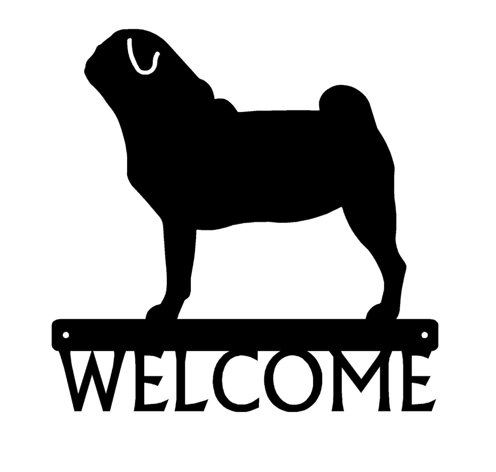 PUG Dog Welcome Sign Metal 12 Inches Wide Made in the USA - Etsy