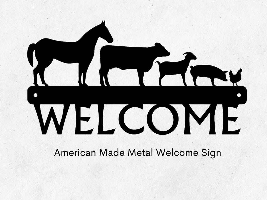 Farm Animal Welcome Sign: Metal Country Farmhouse Decor - Etsy