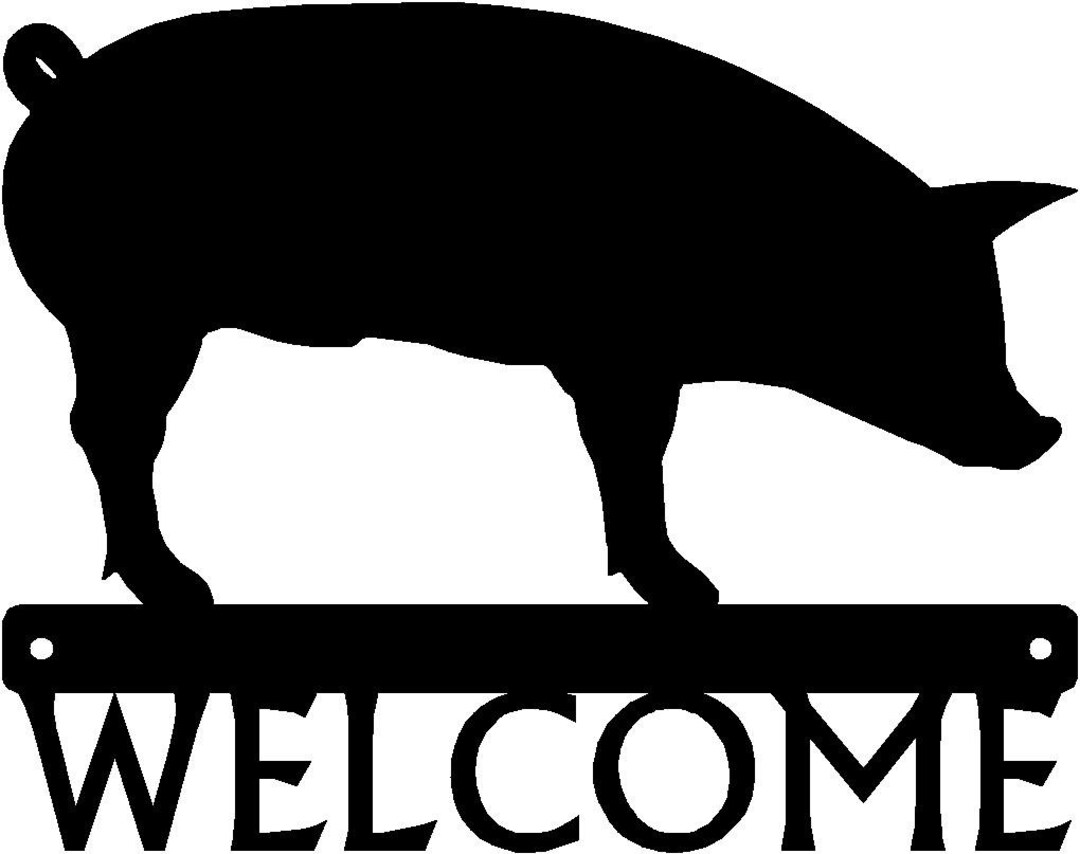 Welcome Sign With Pig #1 - Metal -12 Inches Wide - Country Farm Home ...