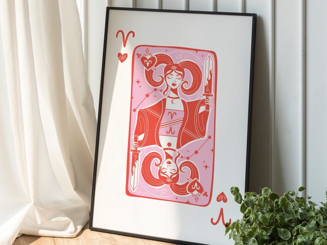 ARIES Zodiac Art Print Digital Download, Trendy Retro Astrology Wall ...