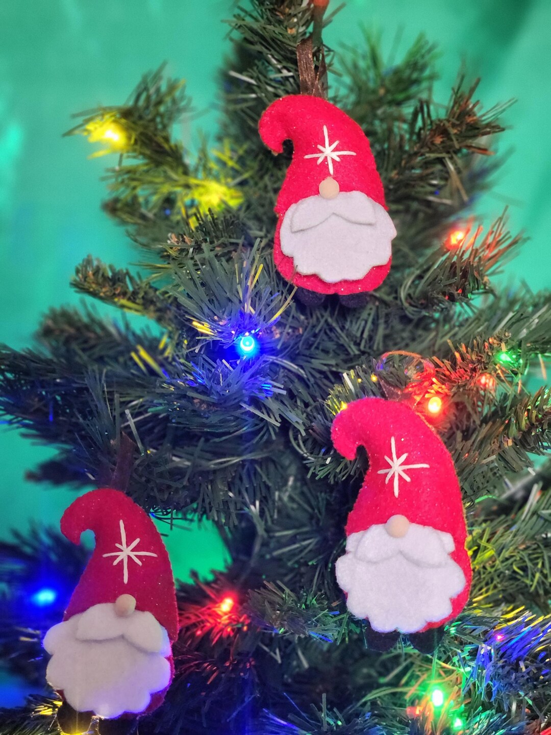 Santa Gnome Christmas Ornament, Set of Three, Christmas Tree Decoration ...