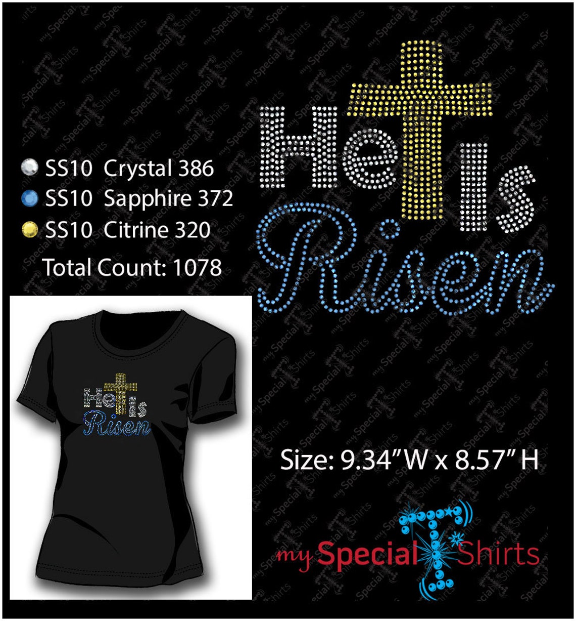 He is Risen SVG Instant Download Rhinestones Scripture Easter | Etsy