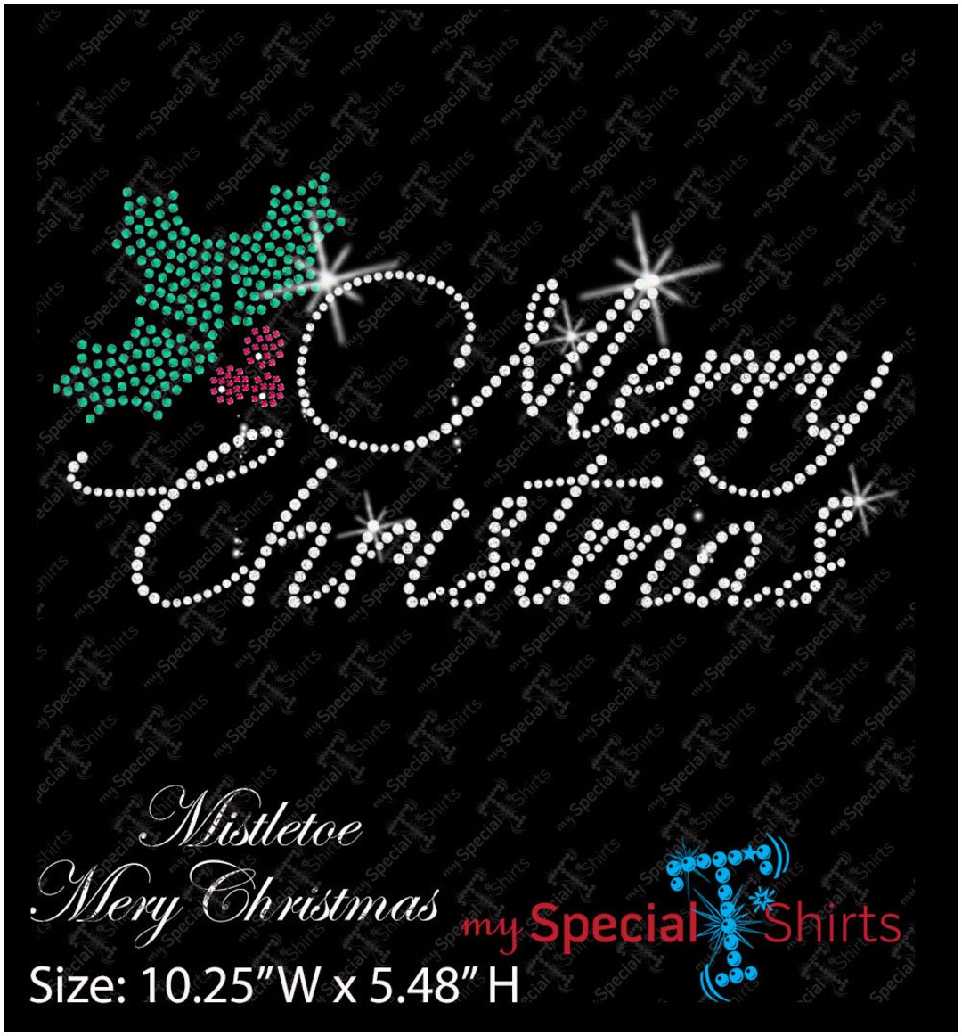 Christmas Mistletoe SVG Instant Download Rhinestone Design Merry ...