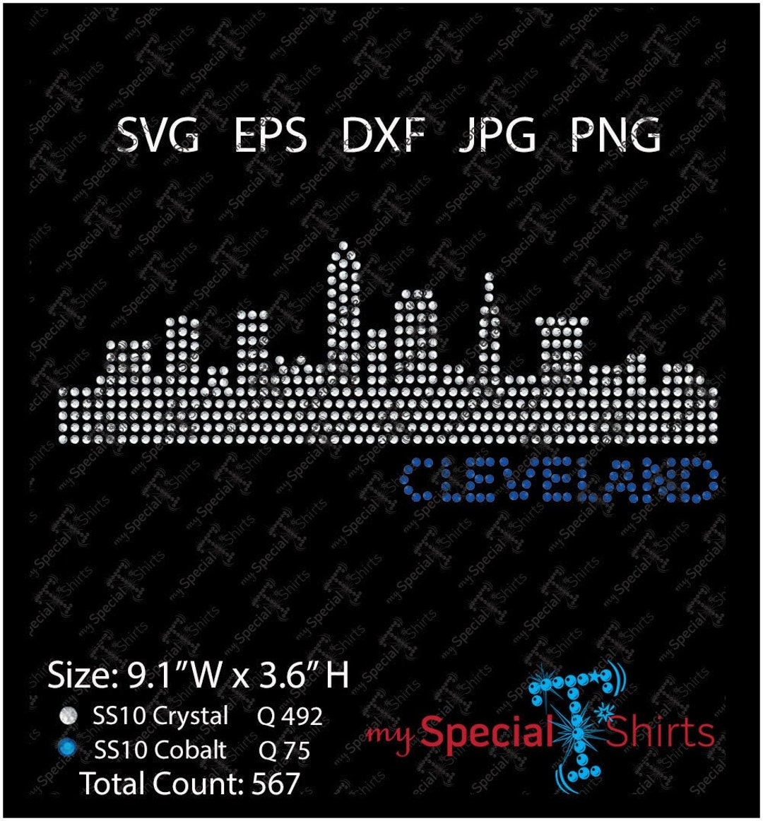 Cleveland Skyline SVG Instant Download Rhinestone Design Cleveland ...