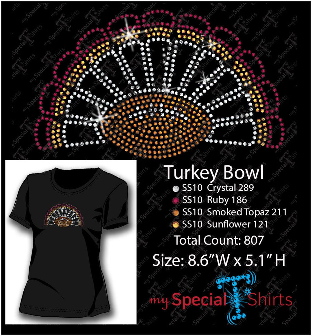 SVG Instant Download Rhinestone Design, Turkey Bowl, Digital Download ...