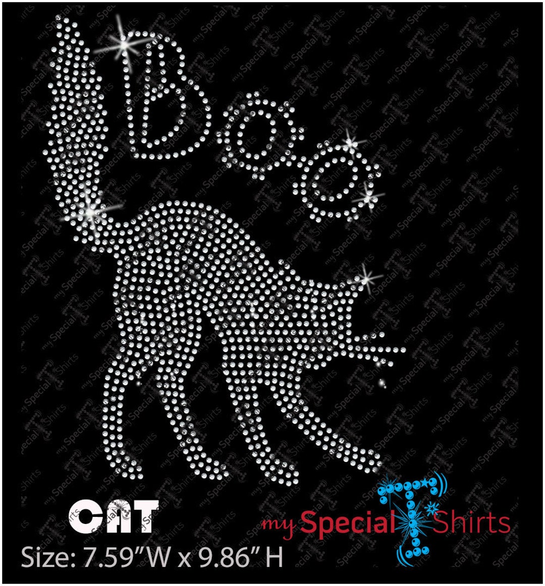 Boo Cat SVG Instant Download Rhinestone Design, Cat Boo Halloween Bling ...
