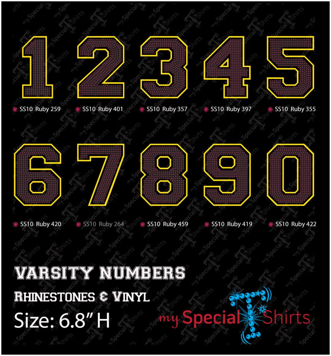 Varsity Numbers SVG Instant Download Rhinestone Design, Digital ...