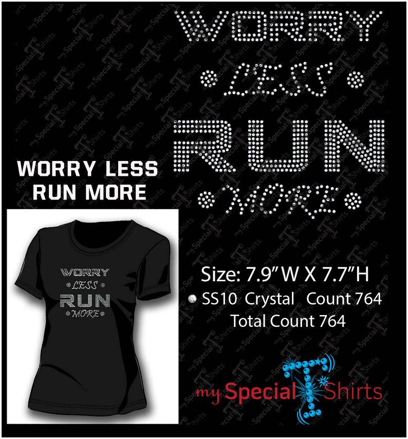 Worry Less Run More SVG Instant Download Rhinestone Design | Etsy