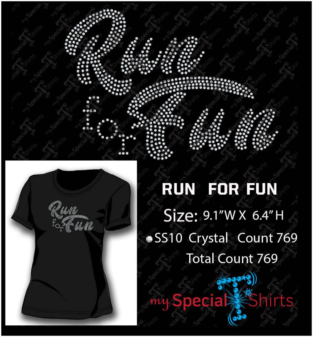 Run for Fun, SVG Instant Download Rhinestone Design, Running Bling ...