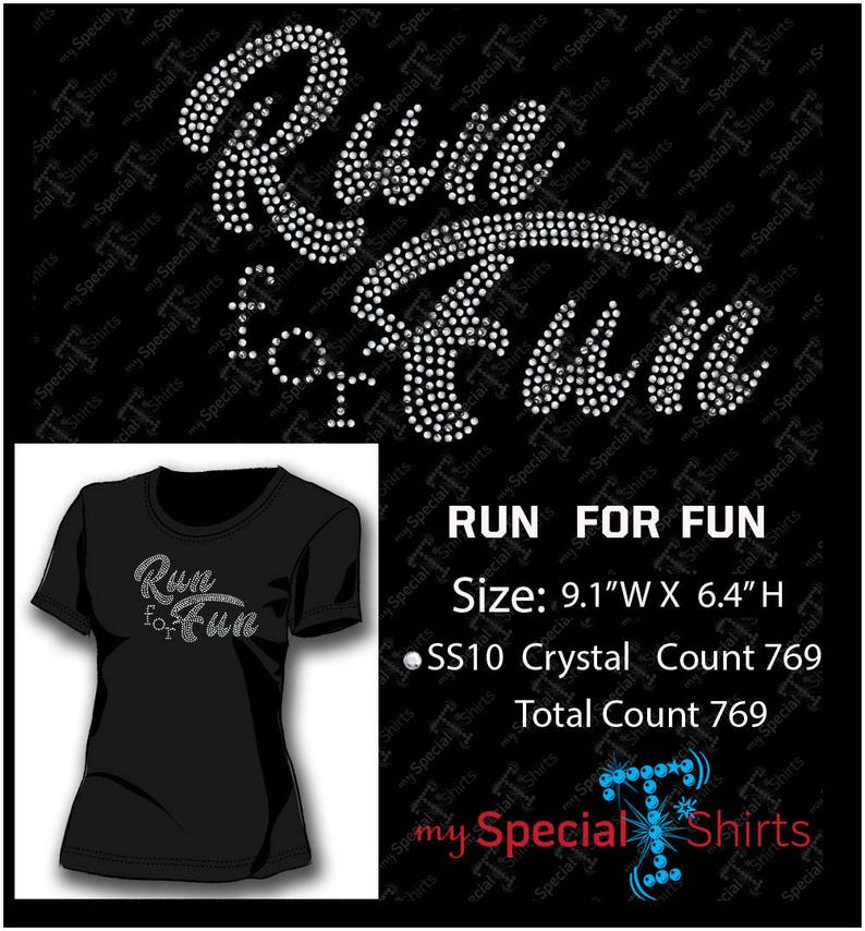 Run for Fun SVG Instant Download Rhinestone Design Running - Etsy