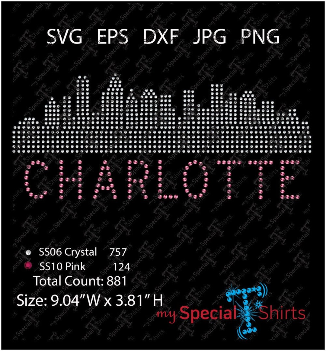 Charlotte NC City Skyline SVG, Instant Download Rhinestone Design ...