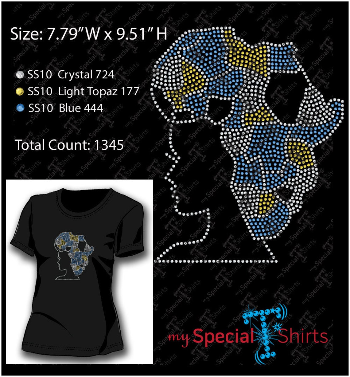 Africa Girl SVG Instant Download Rhinestone Design Afro - Etsy