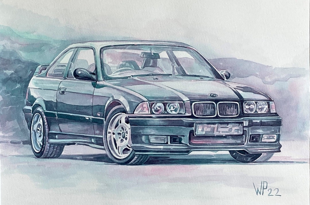 Art Original Painting BMW E36, M3, GT, Year of Manufacture 1995 ...
