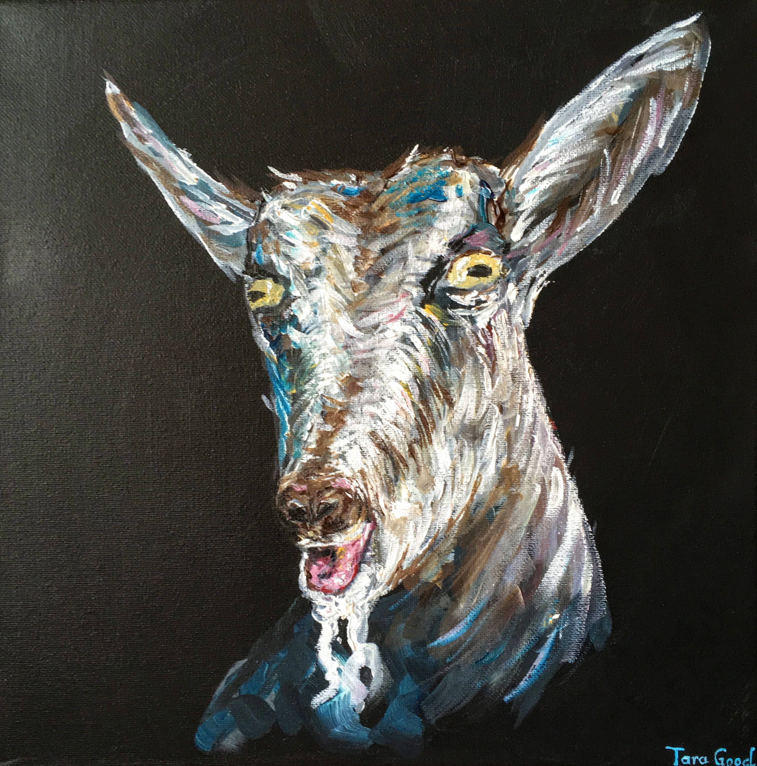 Juego de cabras, Arte original, Pintura de cabra, Pintura abstracta ...