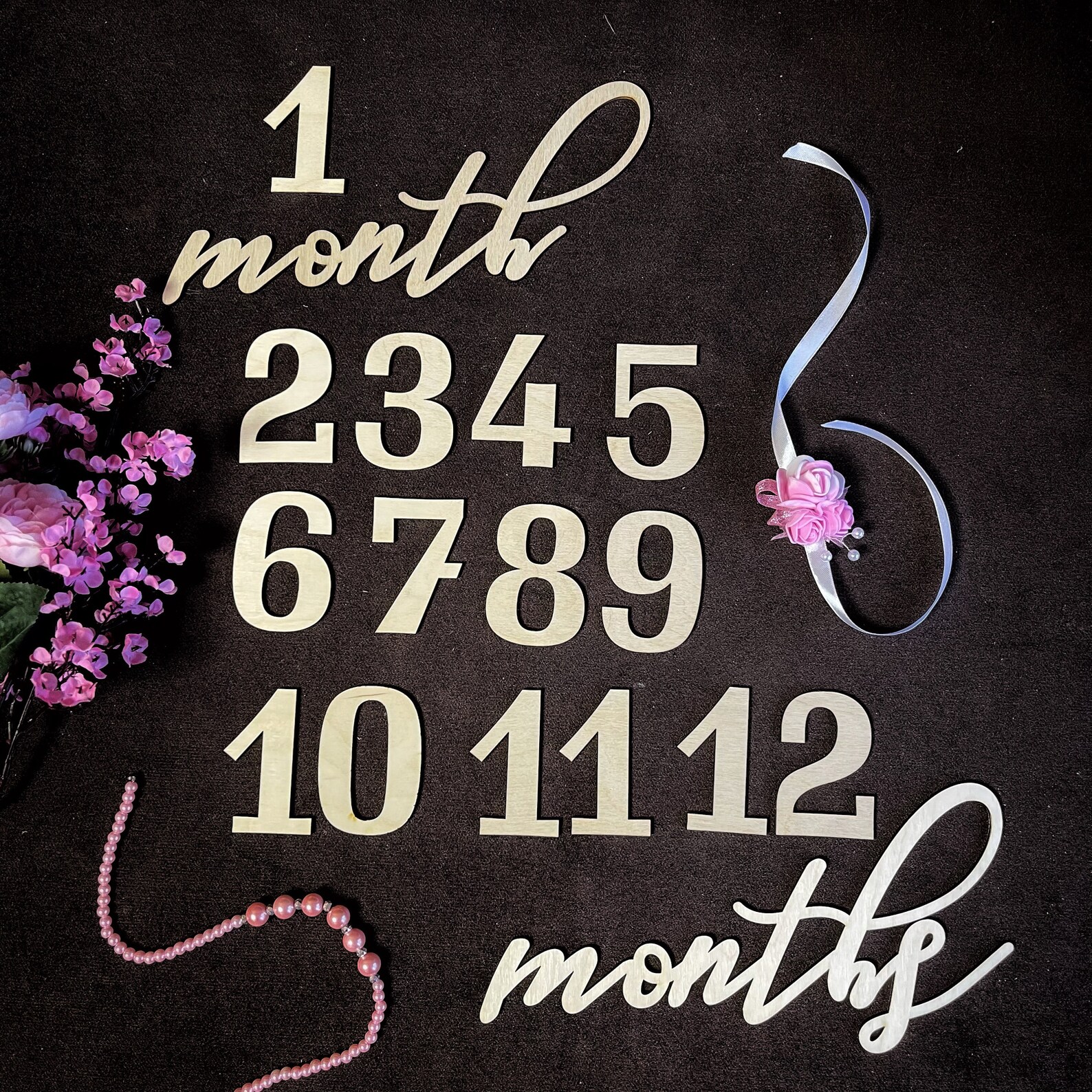 Wooden Milestone Numbers for First Year. Memorial Cards Baby - Etsy