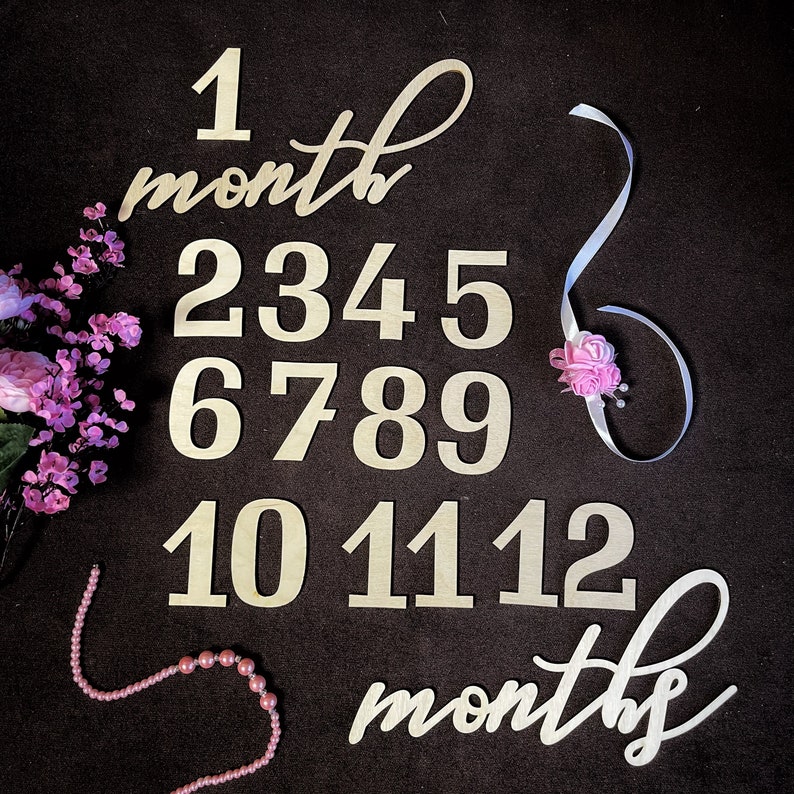 Wooden Milestone Numbers for First Year. Memorial Cards Baby - Etsy