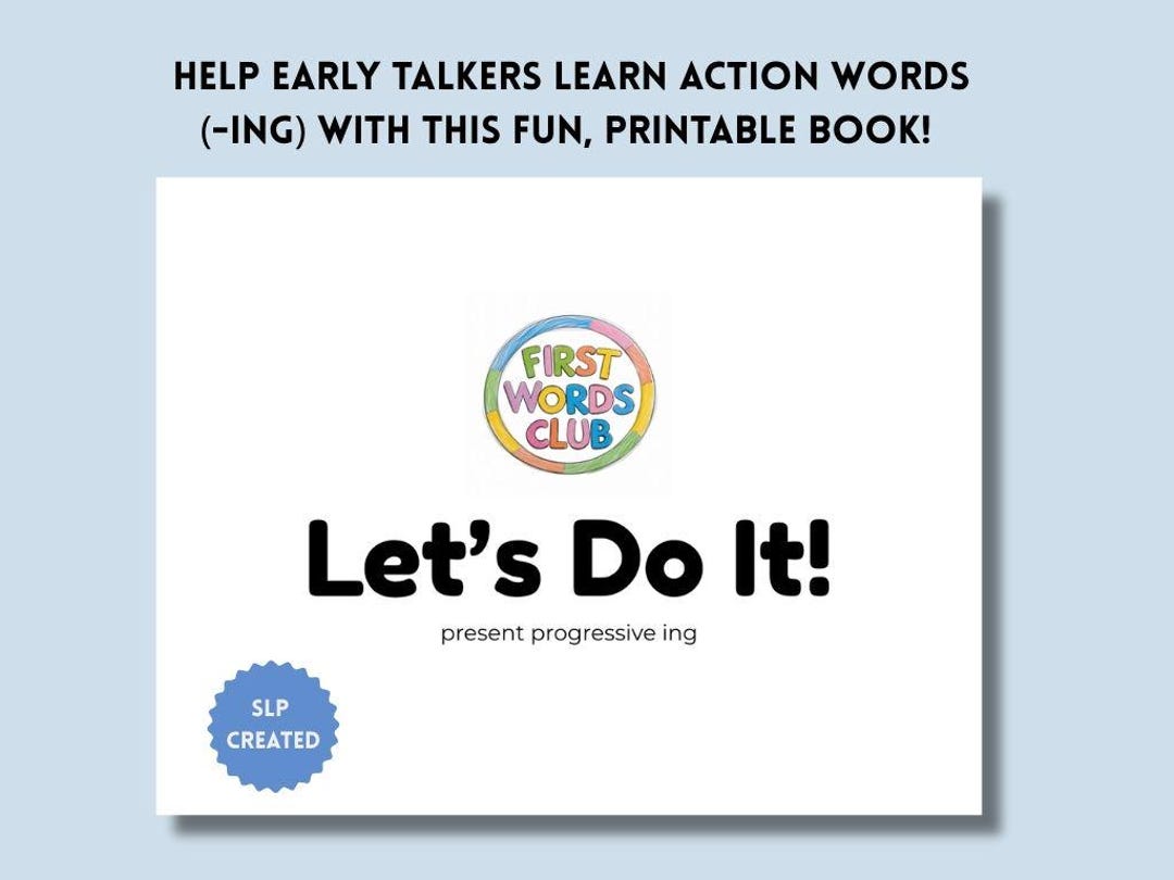 Printable Present Progressive -ing Language Book | Speech Therapy ...