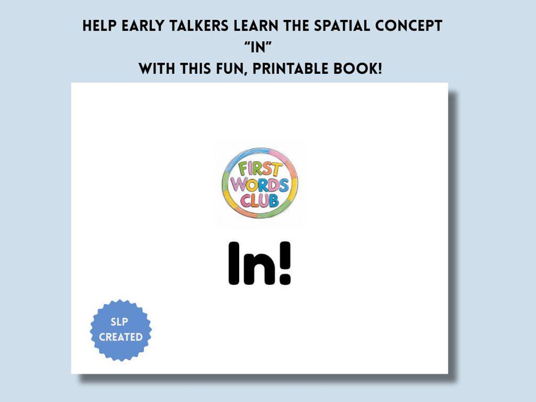 Printable Language Book for Spatial Concept ‘in’ | Speech Therapy ...