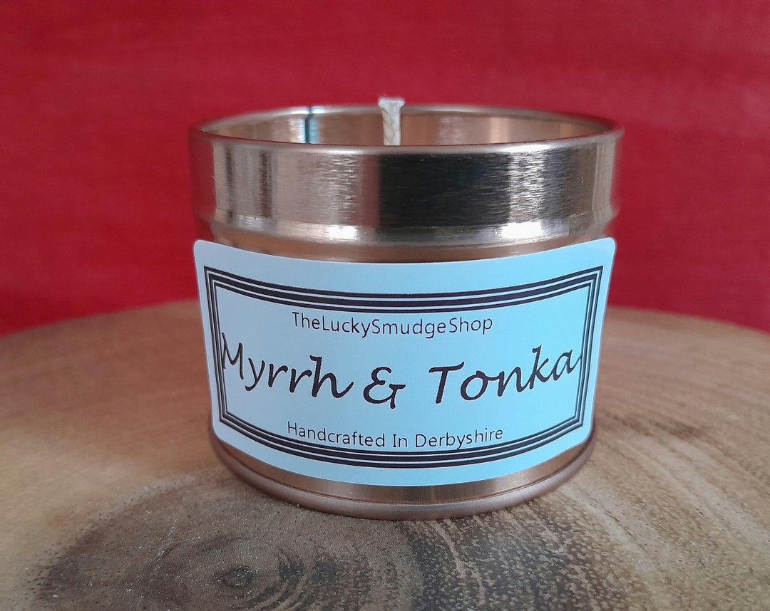 Myrrh & Tonka Candle Soy Candle Container Tin Self Indulge Perfect Gift ...