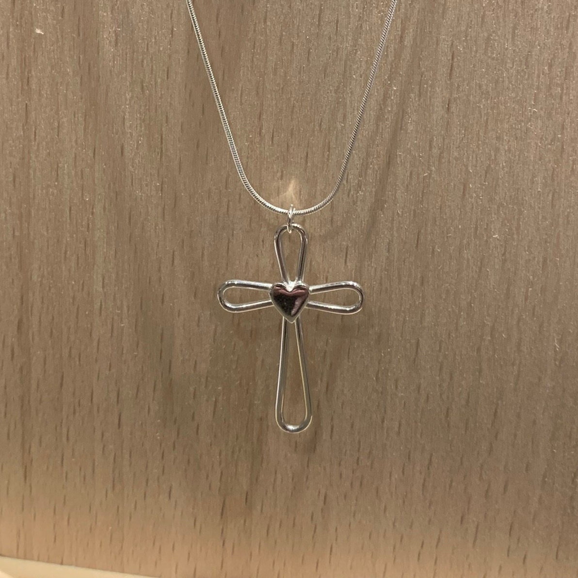 Pretty Silver Cross / Crucifix Necklace With Heart Detail - Etsy Ireland