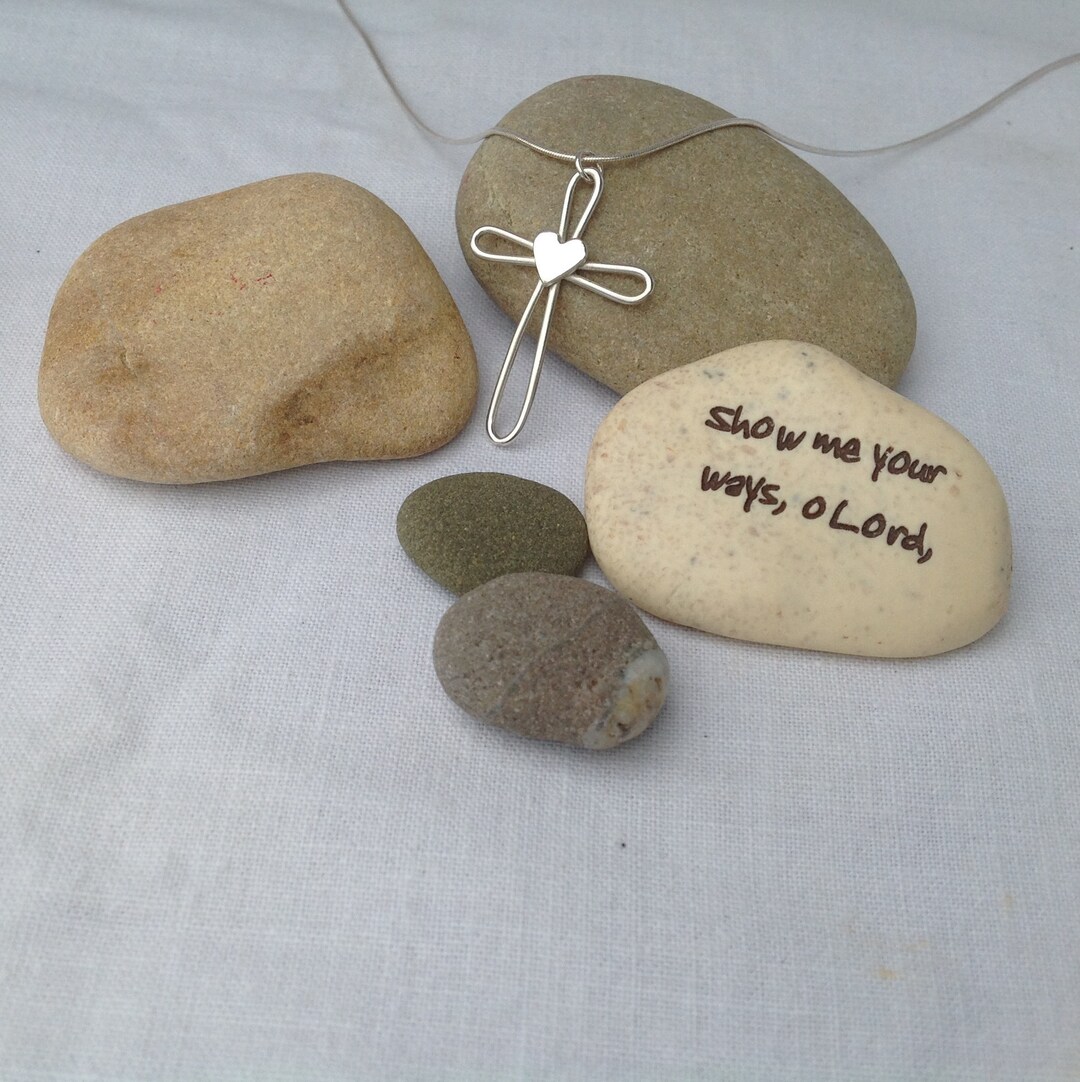 Pretty Silver Cross / Crucifix Necklace With Heart Detail - Etsy Ireland