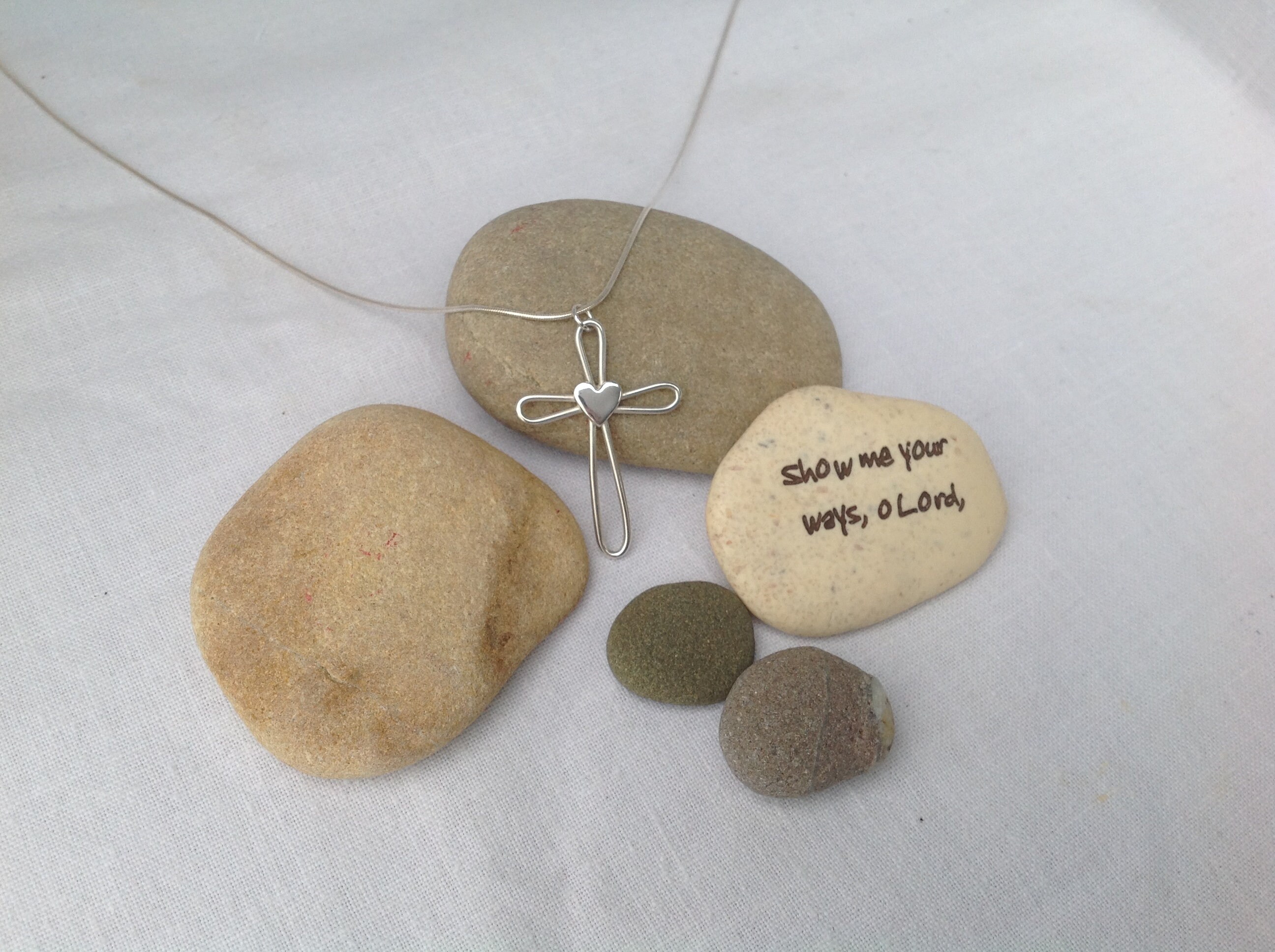 Pretty Silver Cross / Crucifix Necklace With Heart Detail - Etsy Ireland