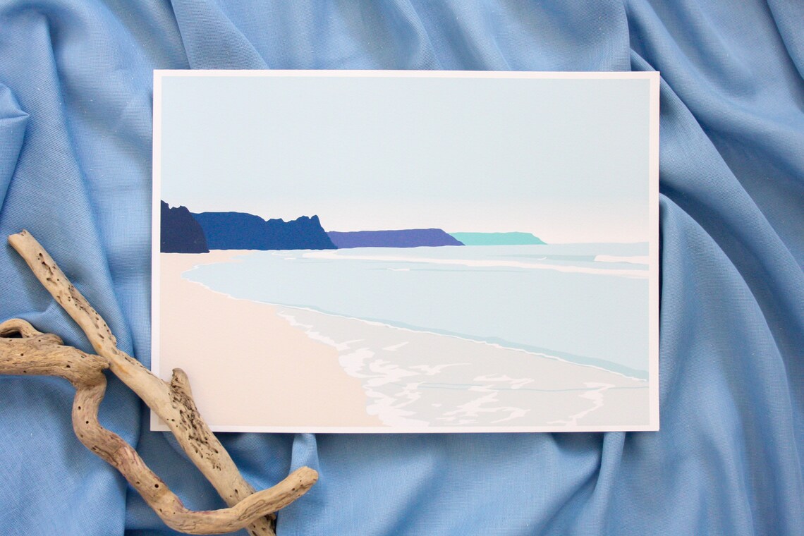 Oxwich Bay Gower Digital Print Wall Art Unframed - Etsy