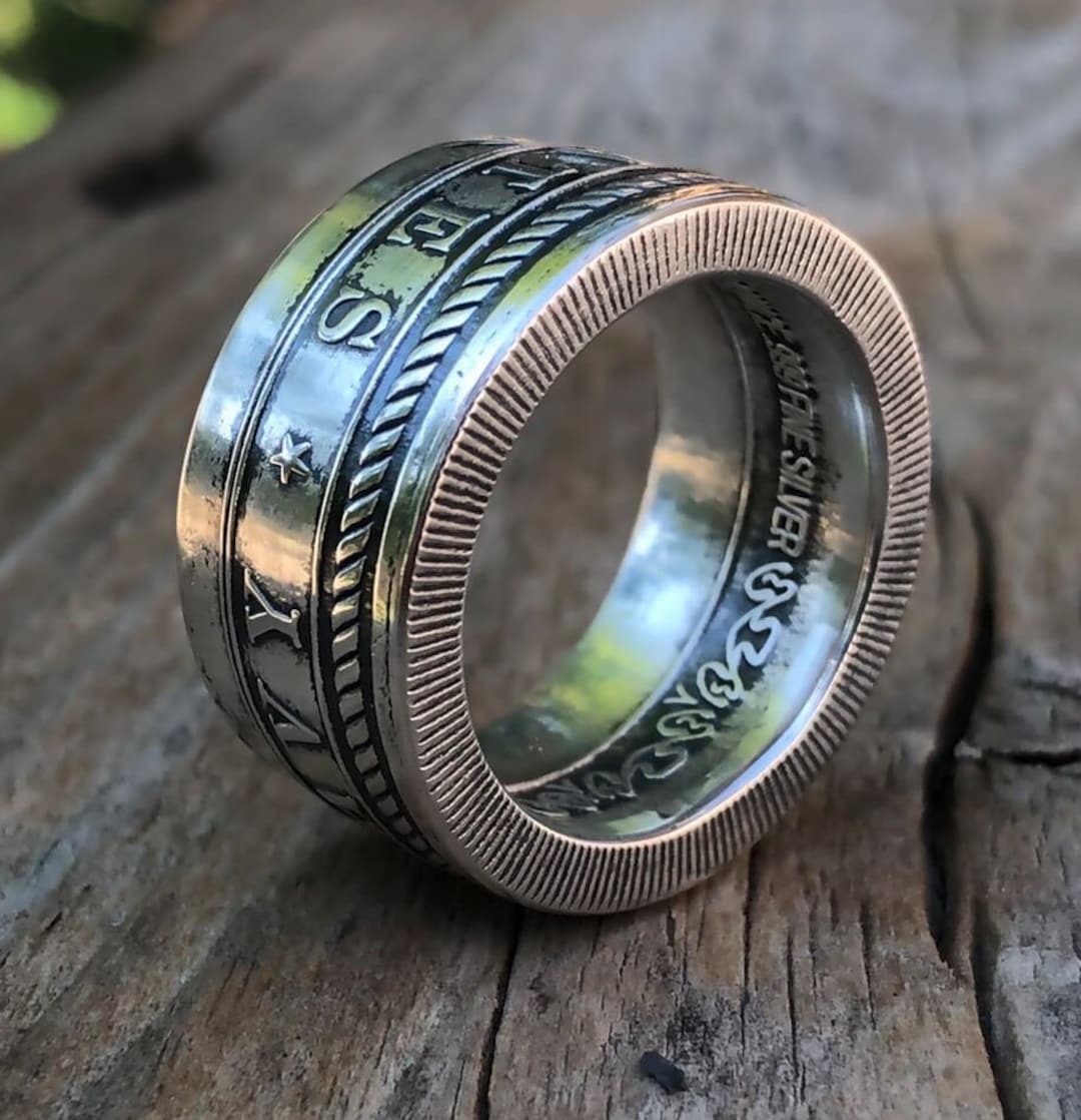 999 Pure Silver Navy Coin Ring - Military Token Ring - Etsy