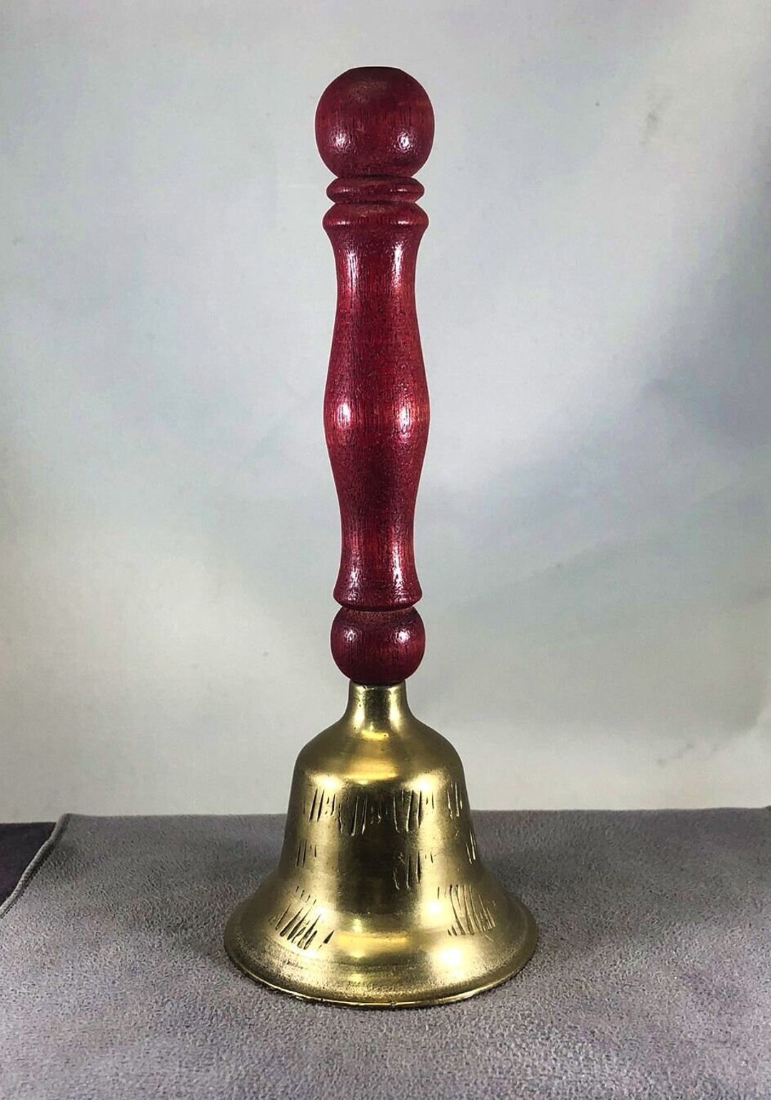 Brass Handbell With Etched Bell and Wooden Handle - Etsy