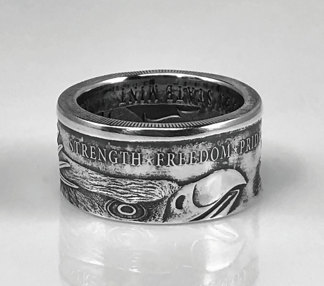 NEW ITEM - Patriotic Eagle Coin Ring From a Half OZ 999 Silver Bullion ...