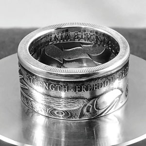 NEW ITEM - Patriotic Eagle Coin Ring From a Half OZ 999 Silver Bullion ...