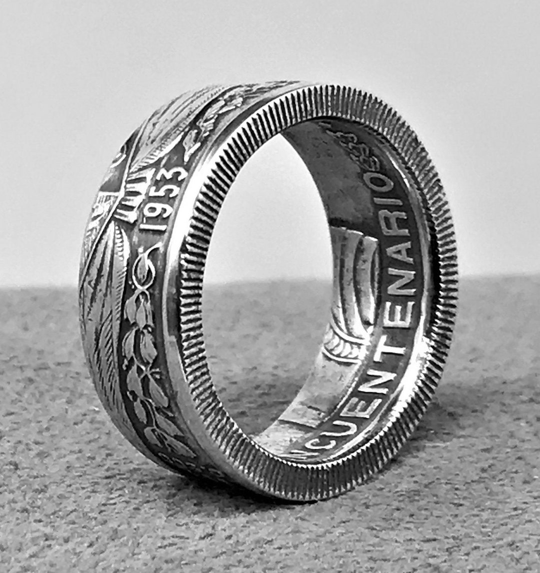 1953 Republic of Panama 90% Silver Half Balboa Coin Ring - Medio Balboa ...