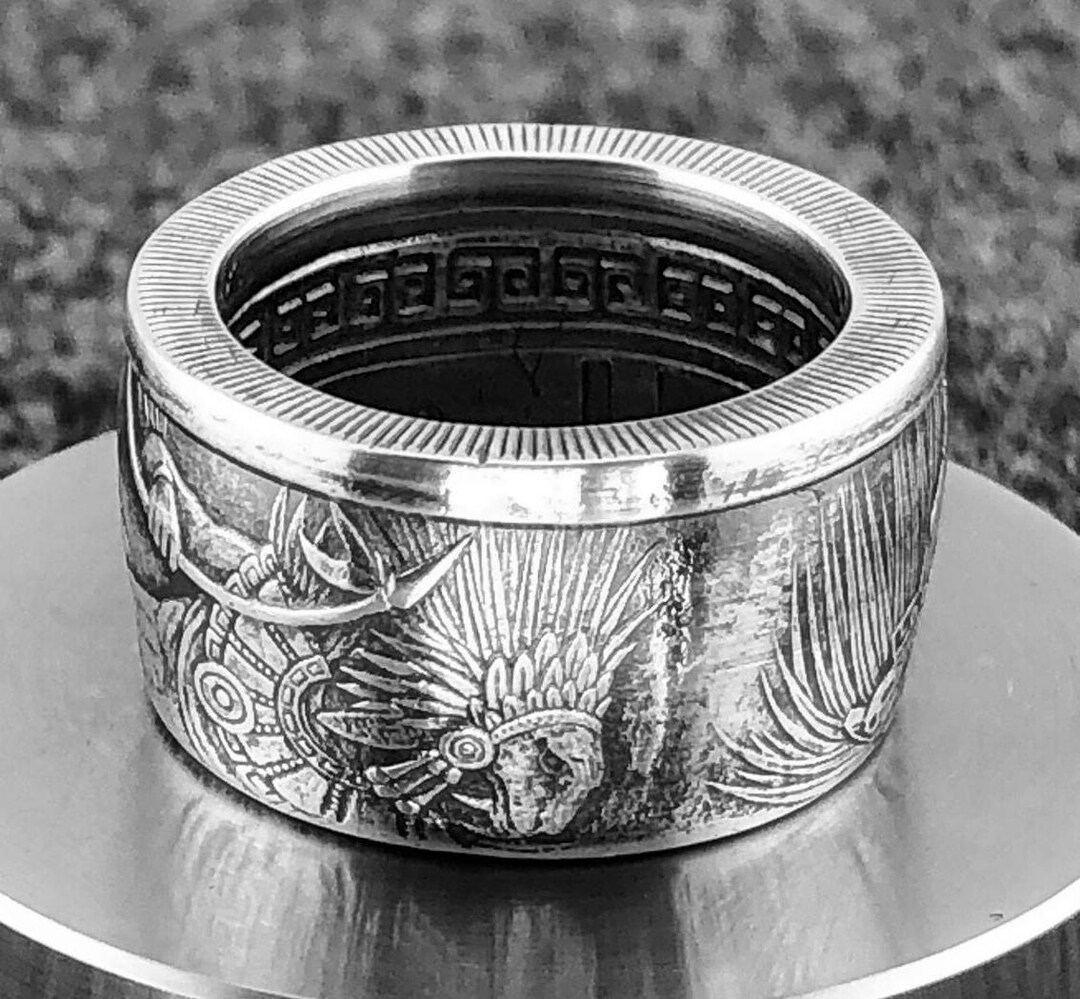Aztec God of Duality - Ometeotl - 999 Pure Silver Statement Coin Ring ...