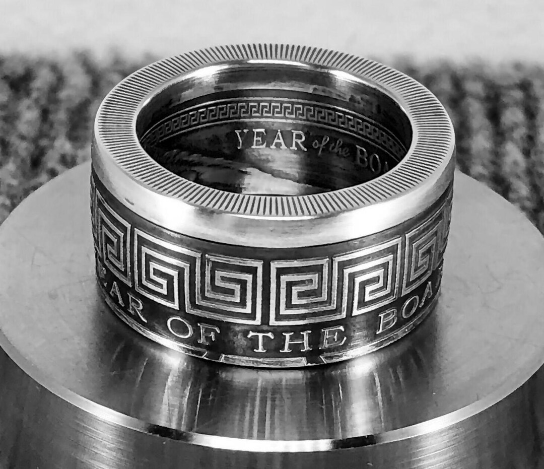 2019 Year of the Boar - Statement Sized Coin Ring - Made From a 1 Troy ...