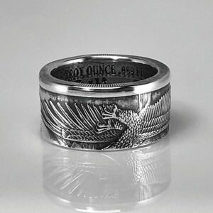 NEW ITEM - Patriotic Eagle Coin Ring From a Half OZ 999 Silver Bullion ...