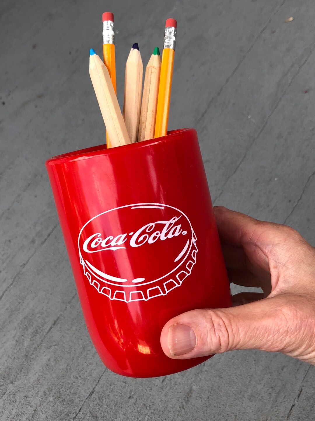 Vintage Coca Cola Tumbler Cup // Red Bottle Cap Design Heavy Plastic ...