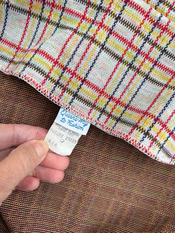 Vintage Plaid Blazer Tan 60s 70s Large Polyester Coat… - Gem